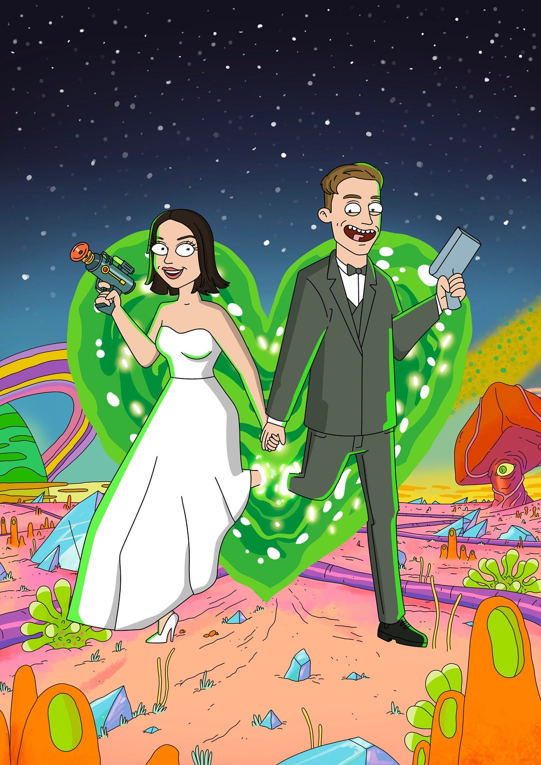 Rick and Morty Portrait Cartoon Portrait Personalized Gift Custom ...