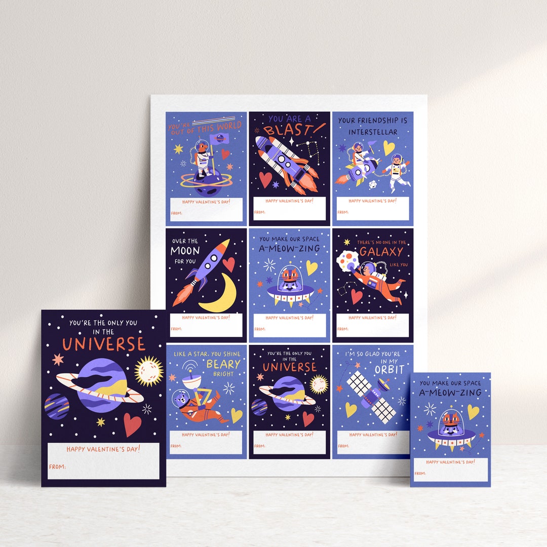 Space Valentines, Class Valentines, Valentines Day, Printable ...