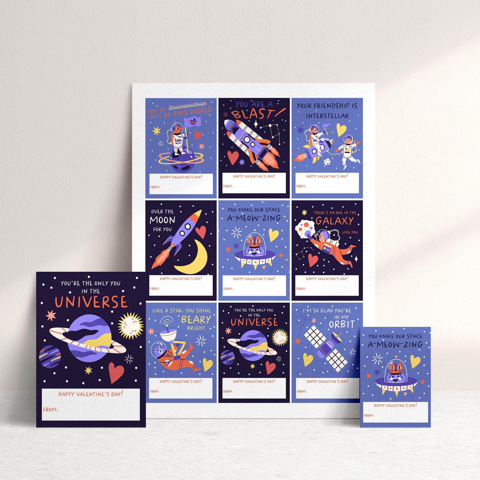 Space Valentines, Class Valentines, Valentines Day, Printable ...