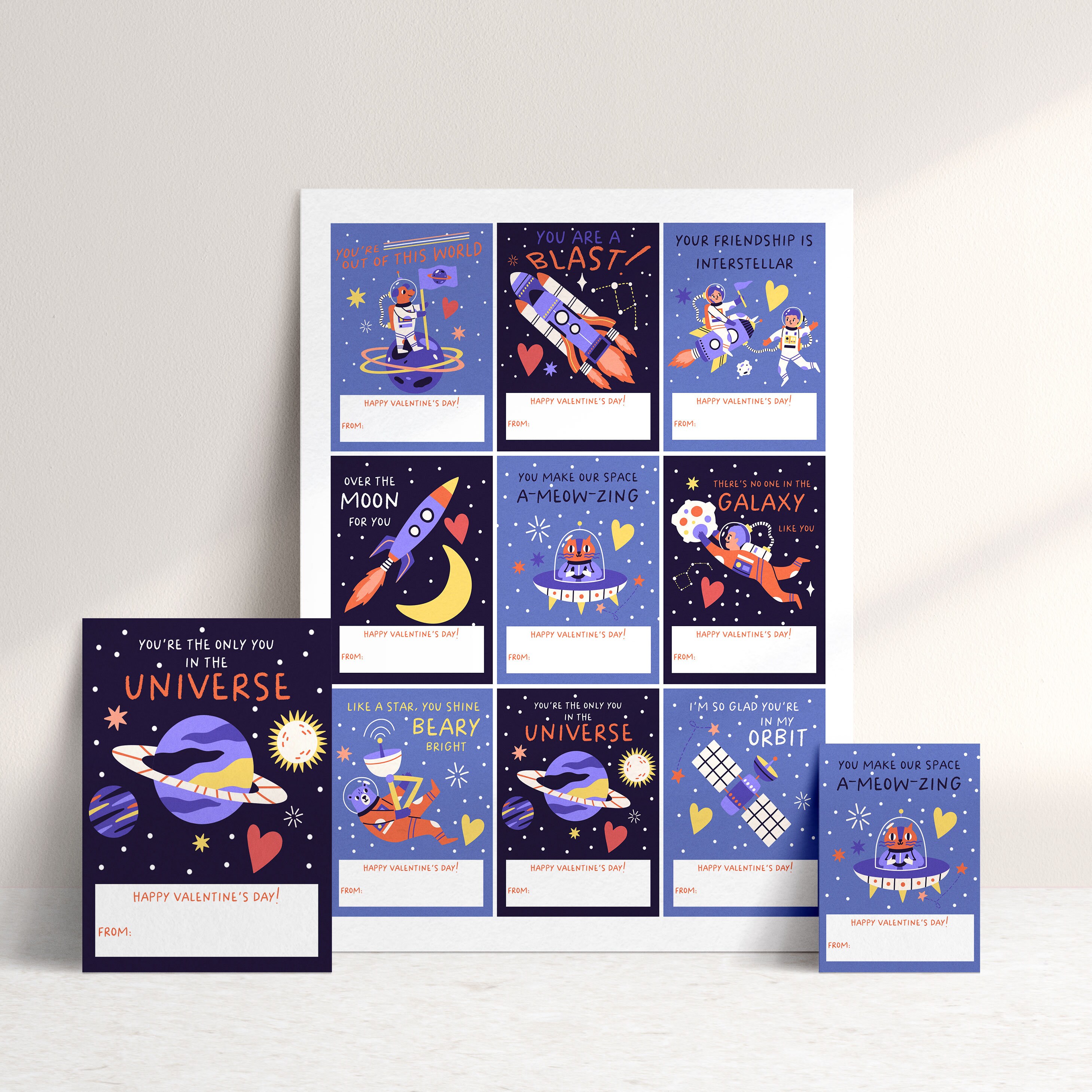 Space Valentines, Class Valentines, Valentines Day, Printable ...