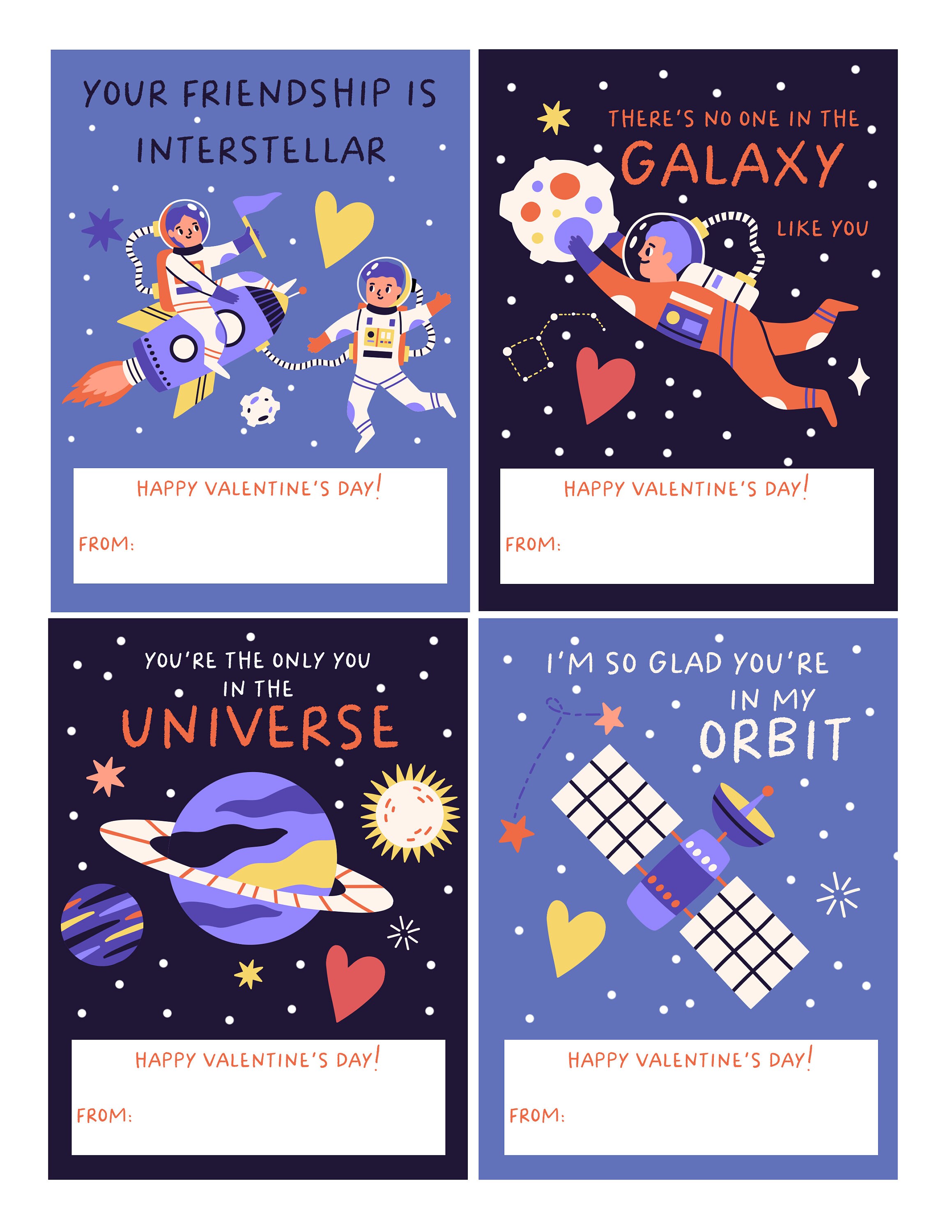 Space Valentines, Class Valentines, Valentines Day, Printable ...