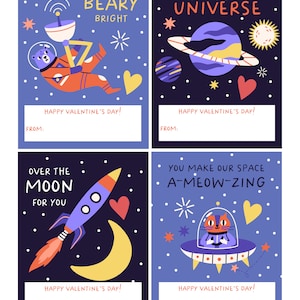 Space Valentines, Class Valentines, Valentines Day, Printable ...