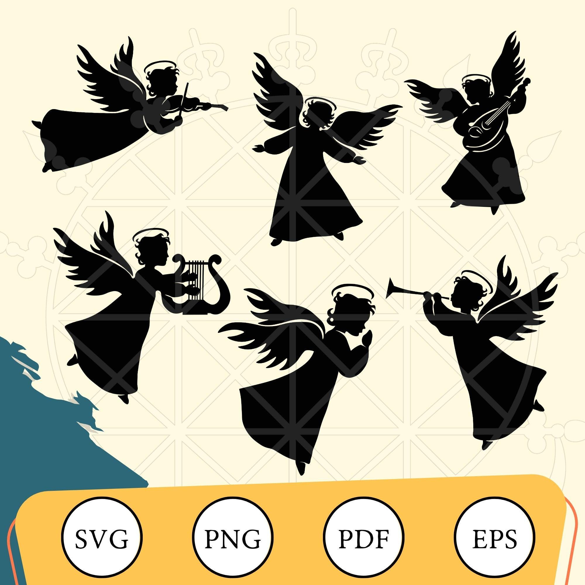 Nativity Angel Silhouette Bundle Svg, Holy Night, Glowforge, Jesus ...