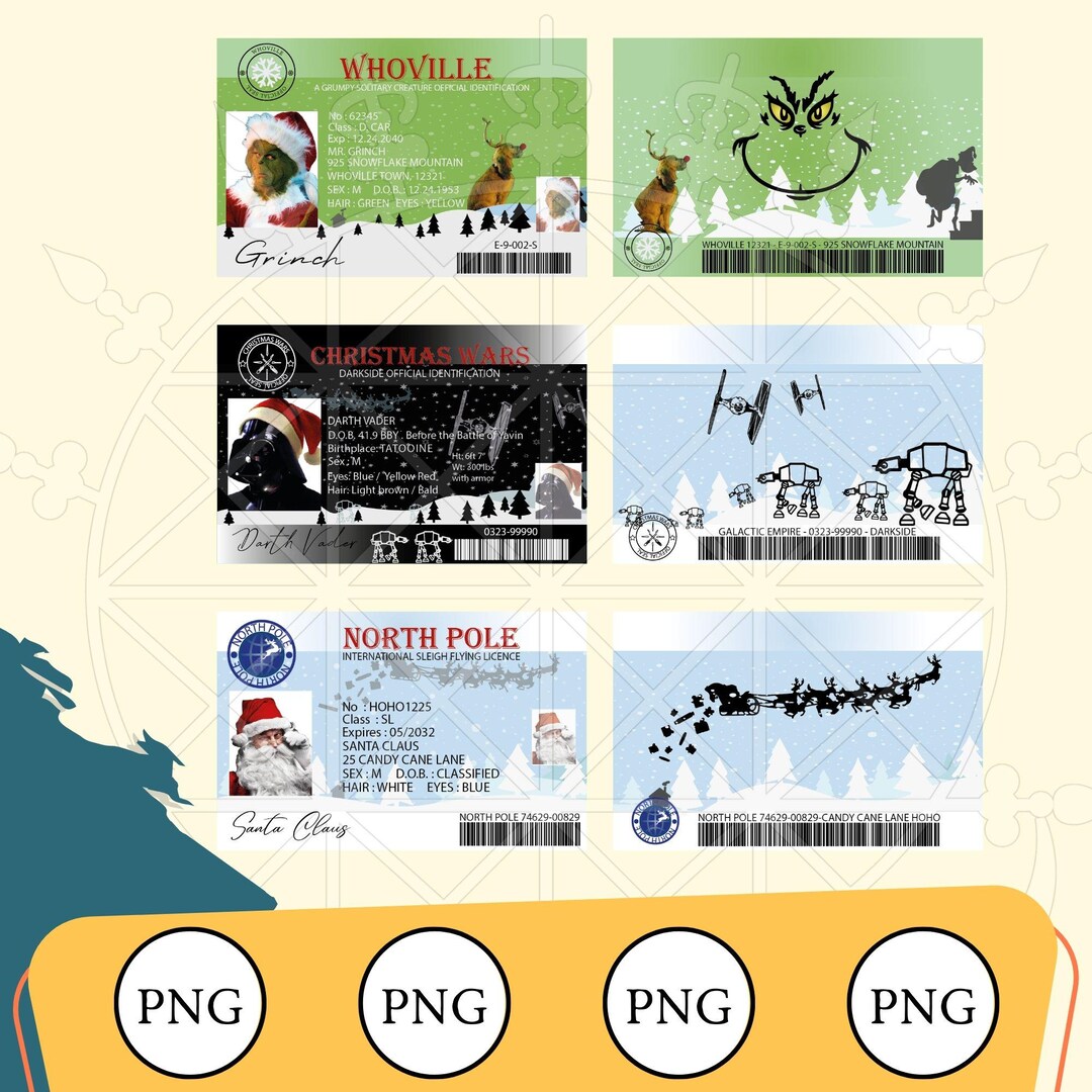 Santa Claus Driver Licence Bundle Christmas Design PNG File Sublimation ...