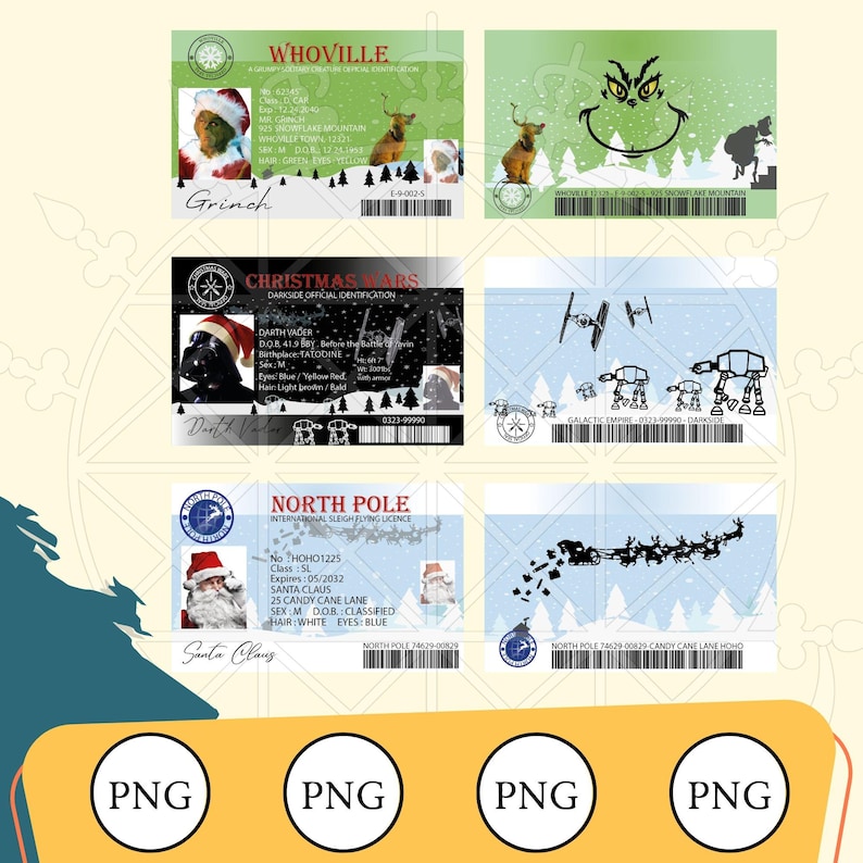 Santa Claus Driver License Bundle: Christmas PNG Designs (digital ...