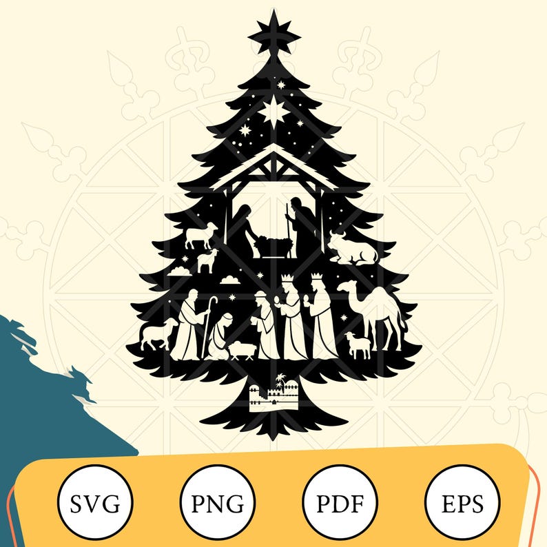 Nativity Scene Tree: Holy Night Laser Cut Vector (digital Download) - Etsy