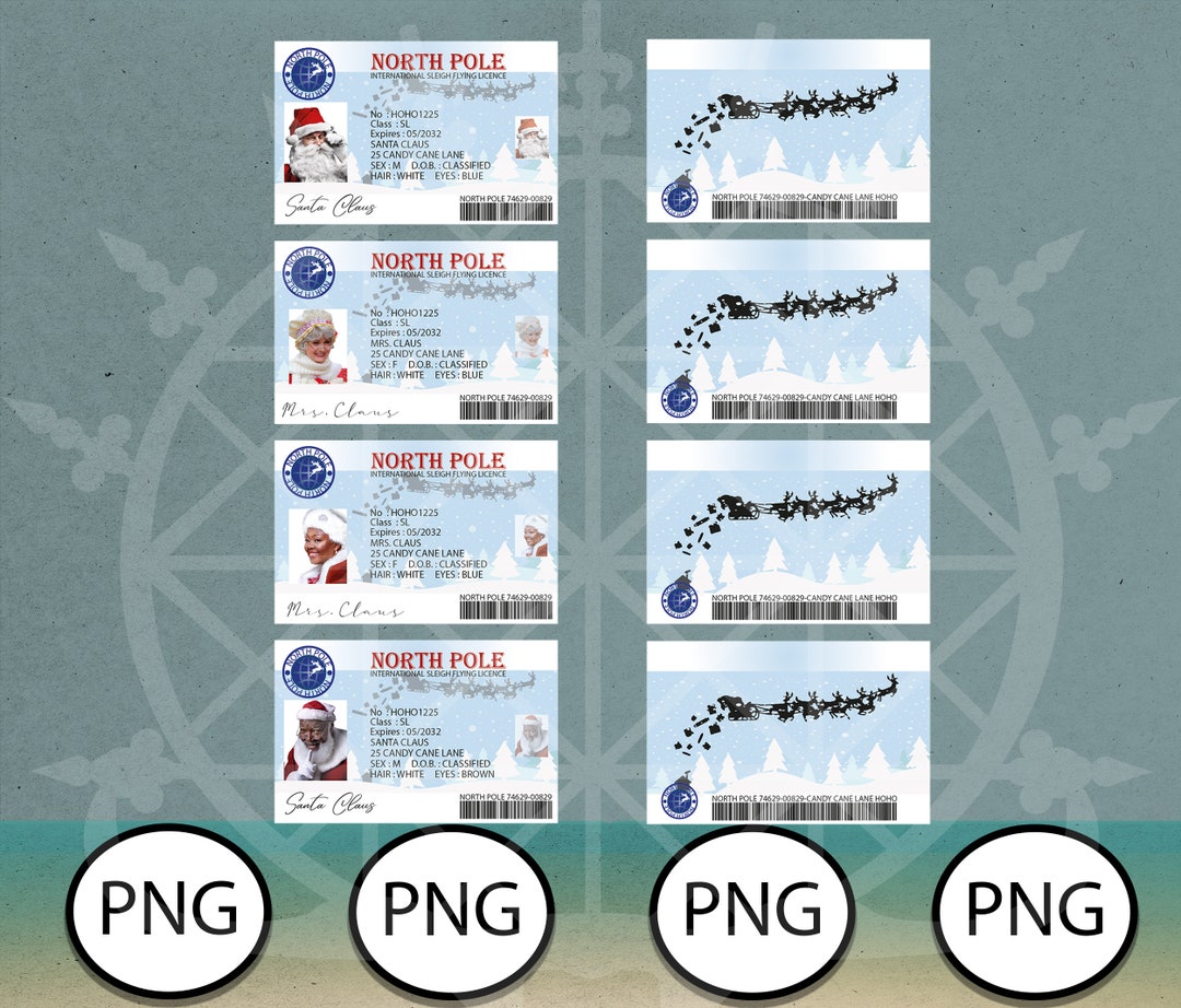 Santa Claus Driver Licence Bundle Christmas Design PNG File Sublimation ...