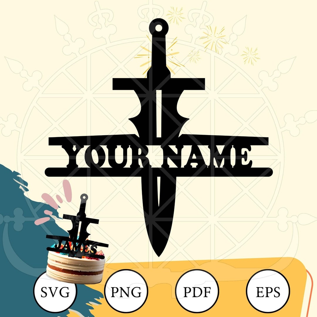Sword Cake Topper, Name Can Be Personalized, Decoration for Kids ...