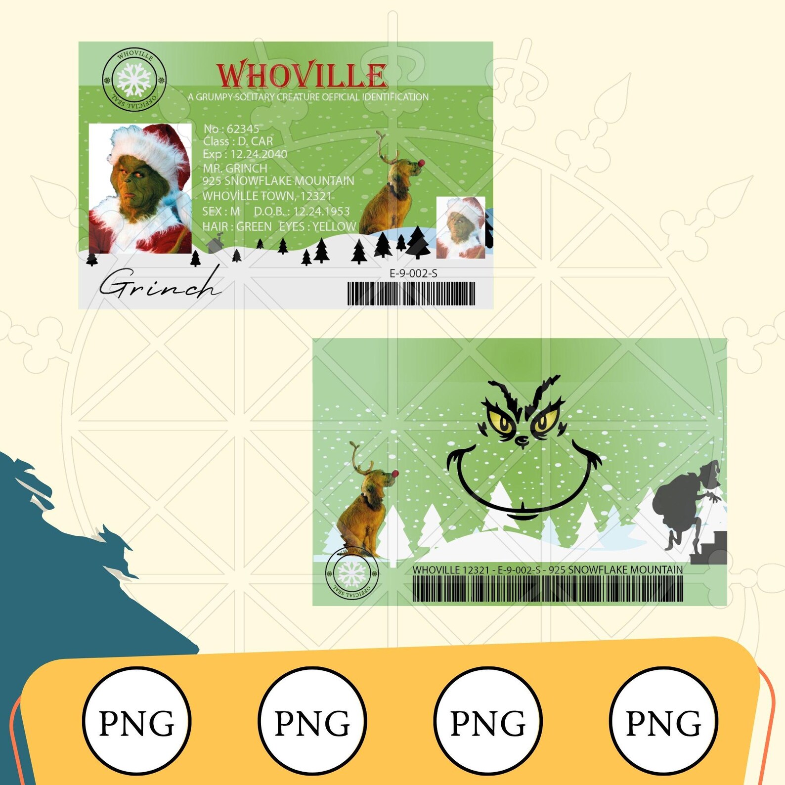 Santa Claus Driver License Bundle: Christmas PNG Designs (digital ...