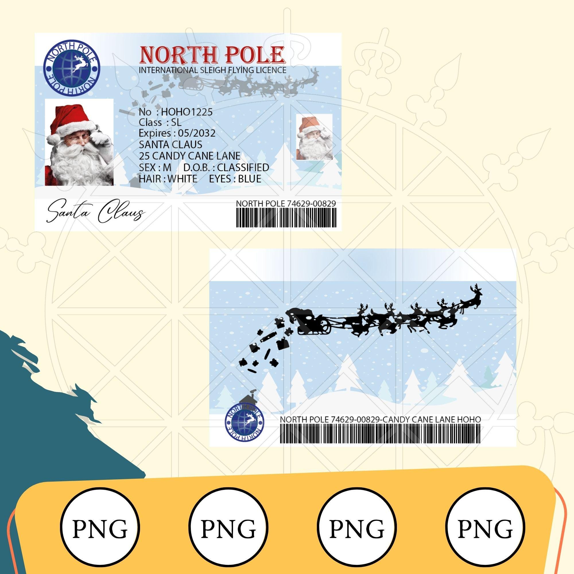 Santa Claus Driver License Bundle: Christmas PNG Designs (digital ...