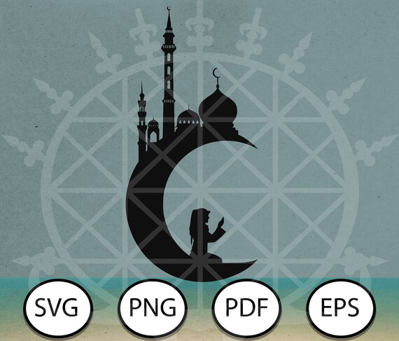 Praying Woman Muslim Islam Mosque Moon Decorated SVG Vector | Etsy