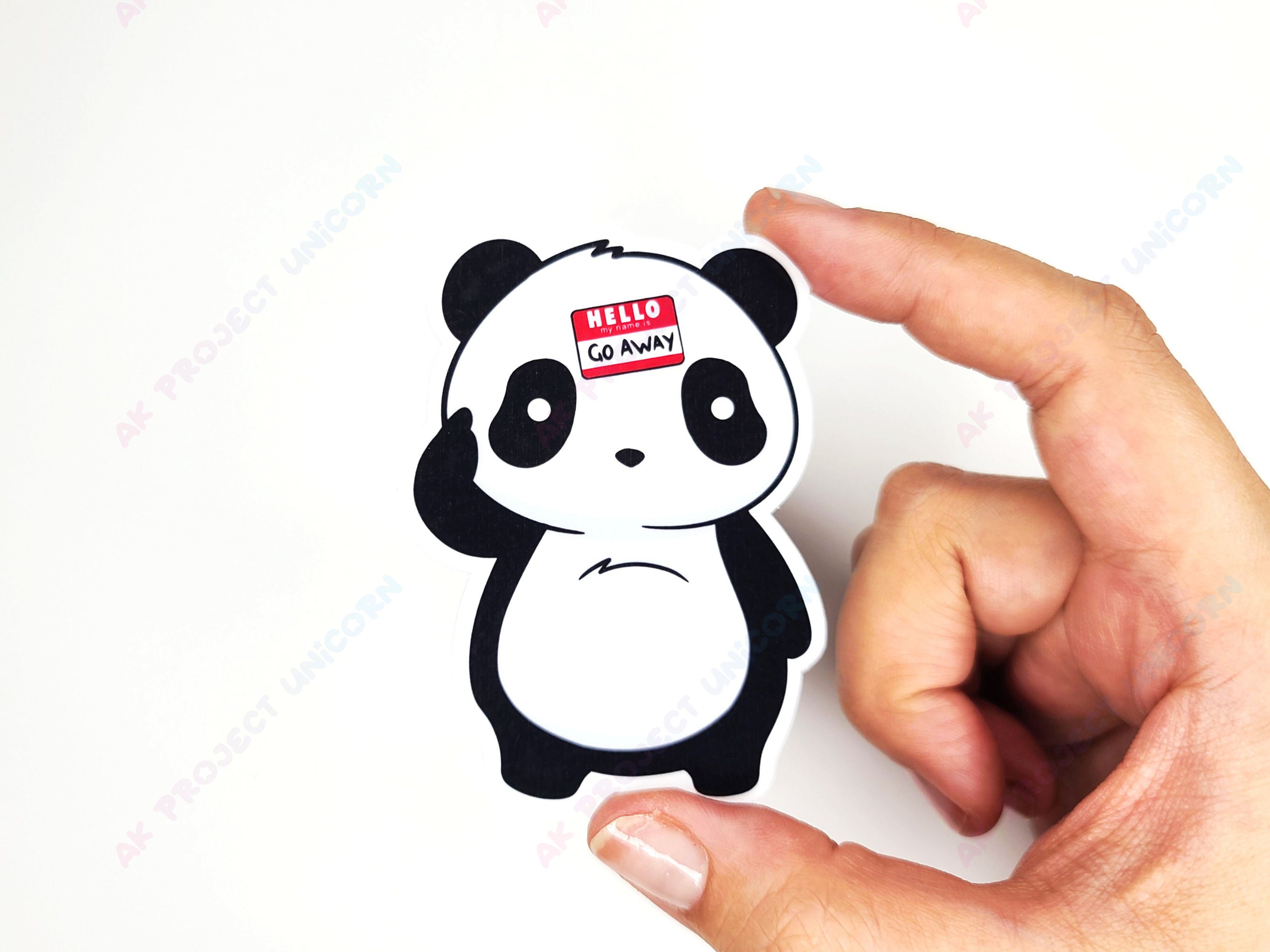 Go Away Label Panda Sticker Panda Sticker Vinyl Sticker - Etsy