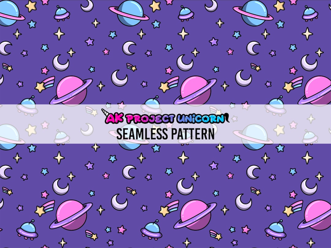Cute Space on Purple Background Seamless Pattern Design | Surface ...