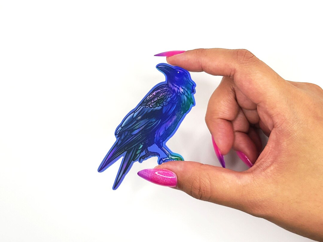 Holographic Colorful Raven Sticker | Raven Sticker, Vinyl Sticker ...