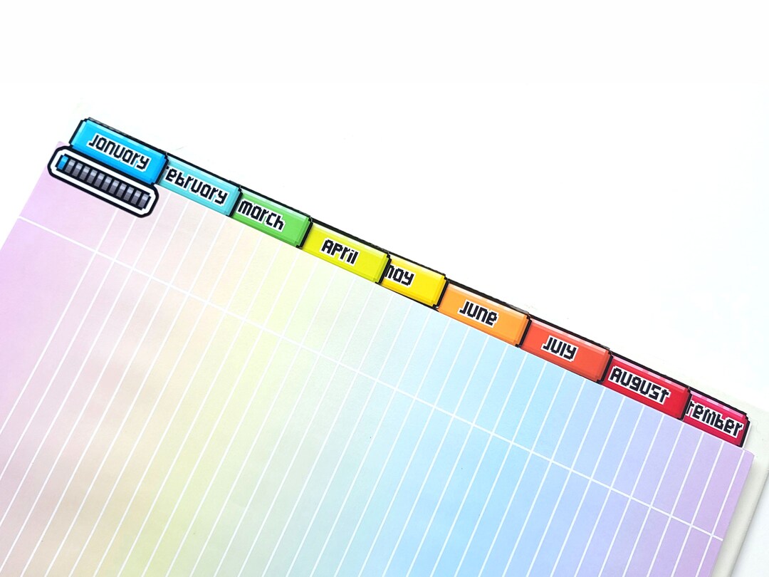 Pixelated Monthly Divider Tab Stickers | Planner Tab Stickers, Index ...