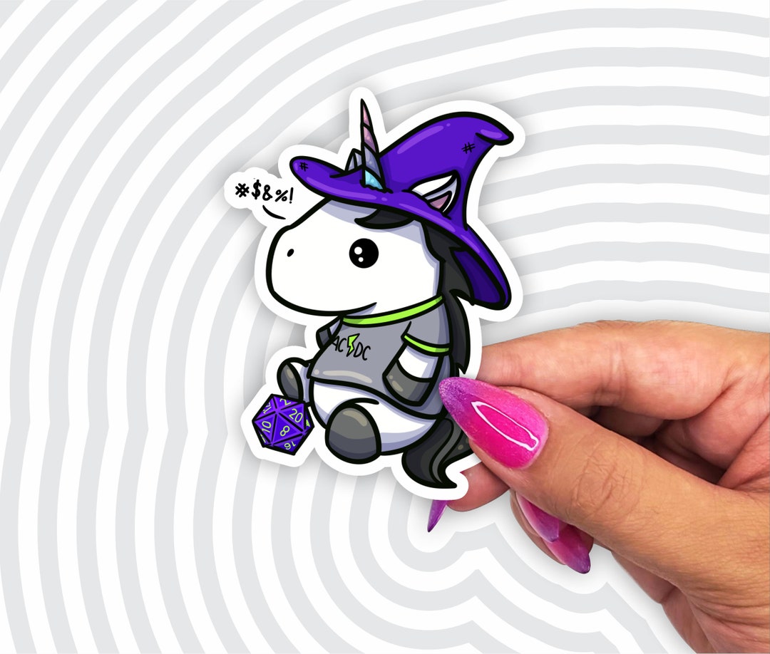 Cute Unicorn Wizard With D20 Sticker - Etsy