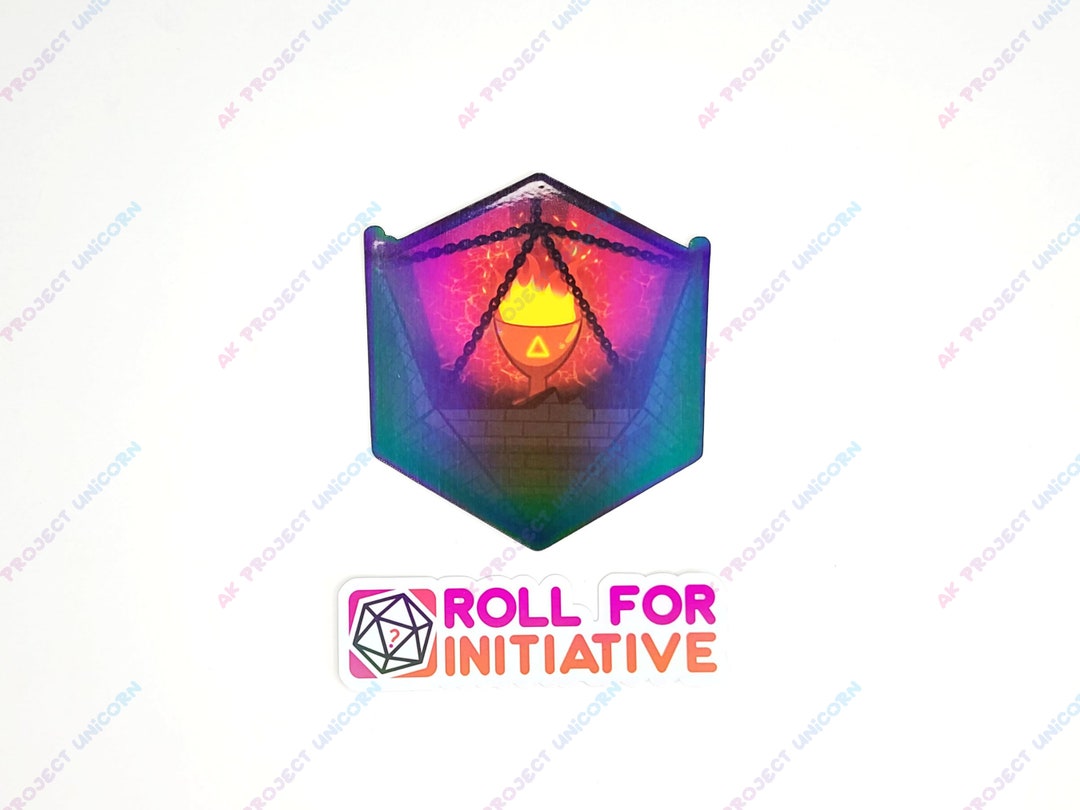 Holographic D20 Fiery Goblet Sticker D&D Sticker, Dice Sticker, Vinyl ...