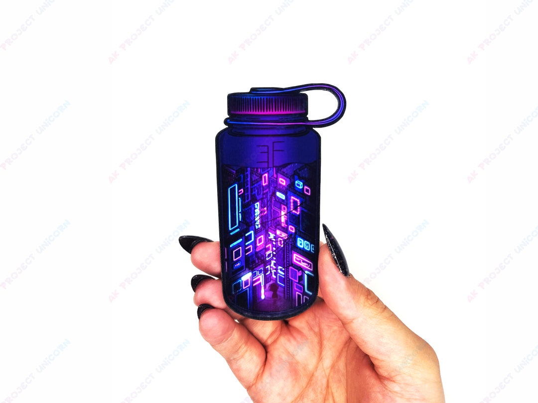 Cyber Punk Neon City Water Bottle Sticker | Cyber Punk Sticker, Vinyl ...