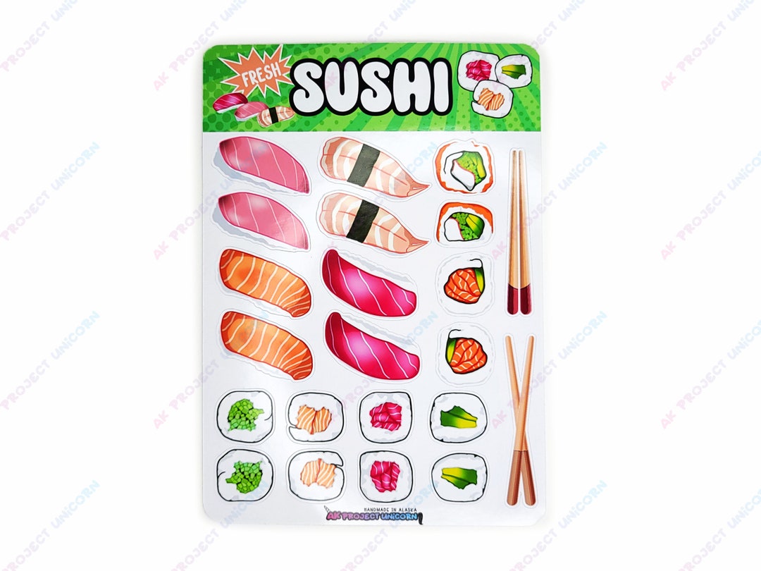 Cute Sushi Stickers for Foodies - Sushi Stickers, Foodie Stickers, Cute ...