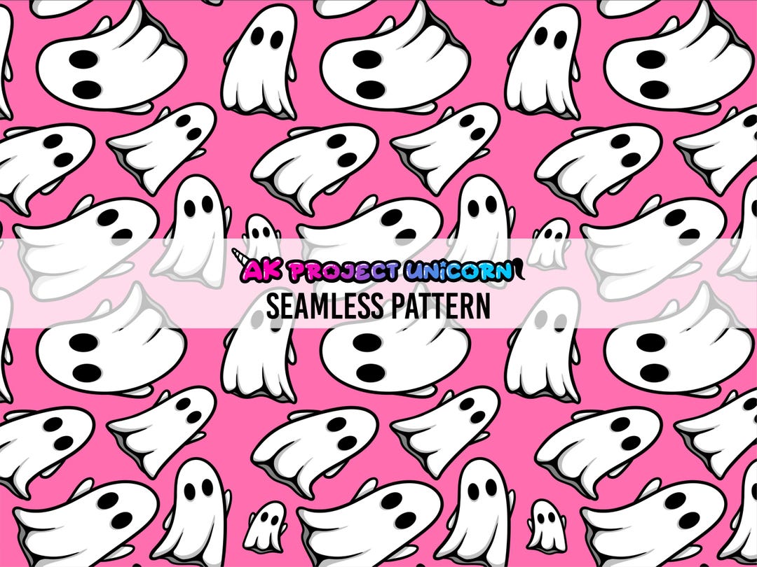 Swirling Ghosts on Pink Background Seamless Pattern Design | Surface ...