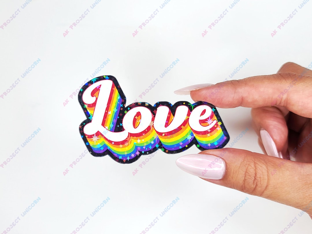 Holographic Rainbow Love Sticker Pride Sticker Vinyl - Etsy