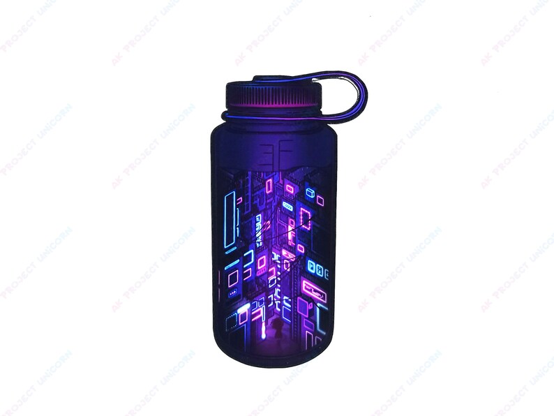 Cyber Punk Neon City Water Bottle Sticker Cyber Punk - Etsy