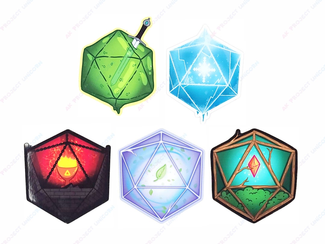 D20 Dice Sticker Set | D&D Stickers, Dice Stickers, Vinyl Stickers ...