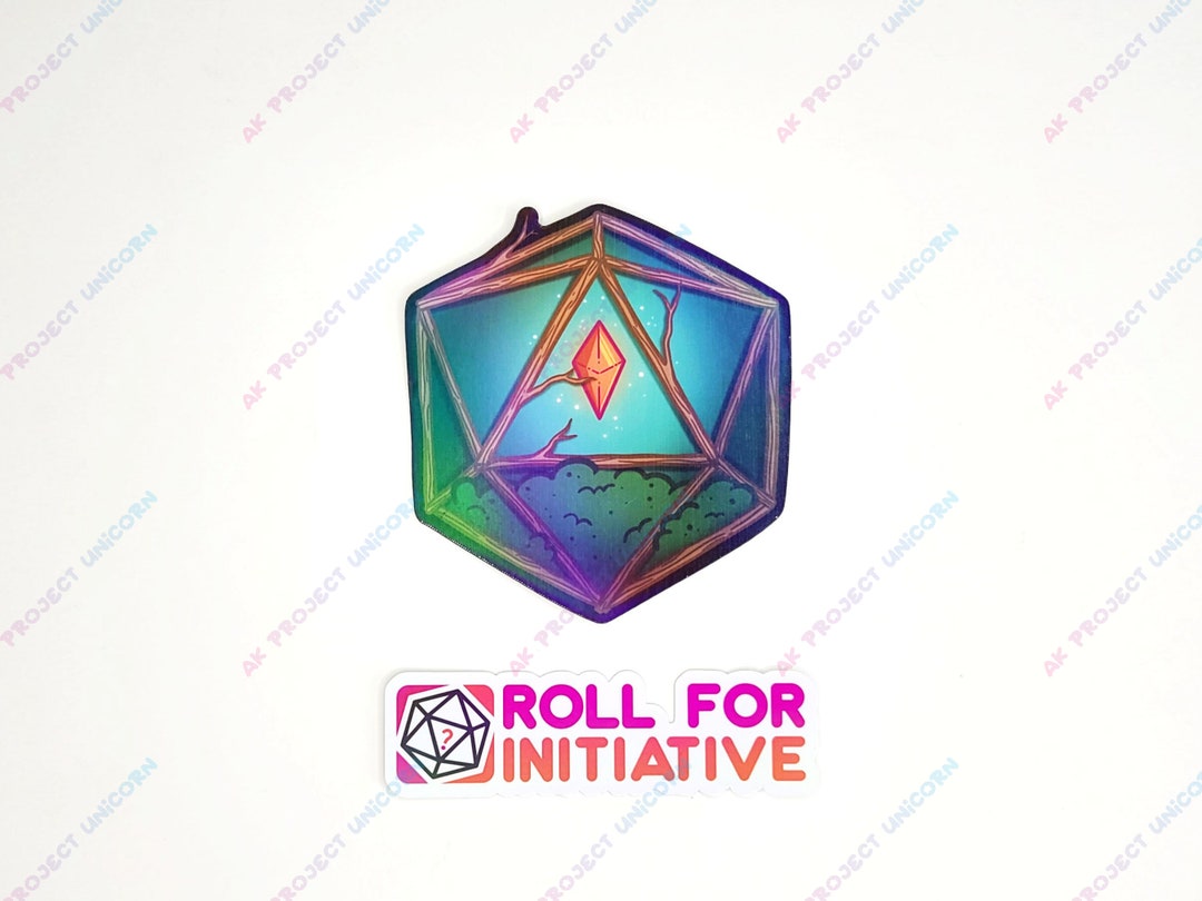 Holographic D20 Forest Gem Sticker | D&D Sticker, Dice Sticker, Vinyl ...