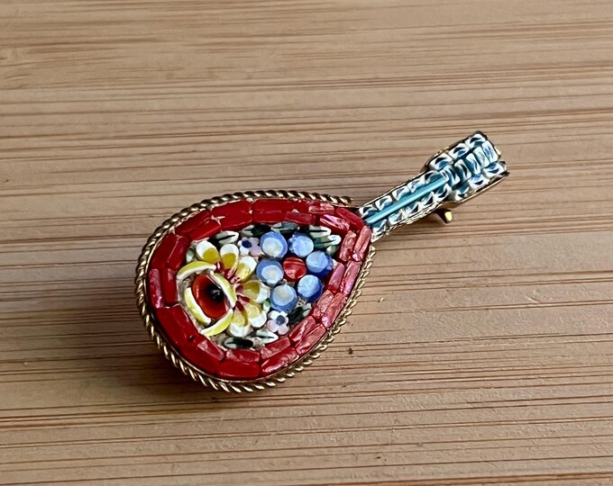 VTG 1950s-1960s Italian Micromosaic Mandolin Gold Tone Brooch Signed - Etsy