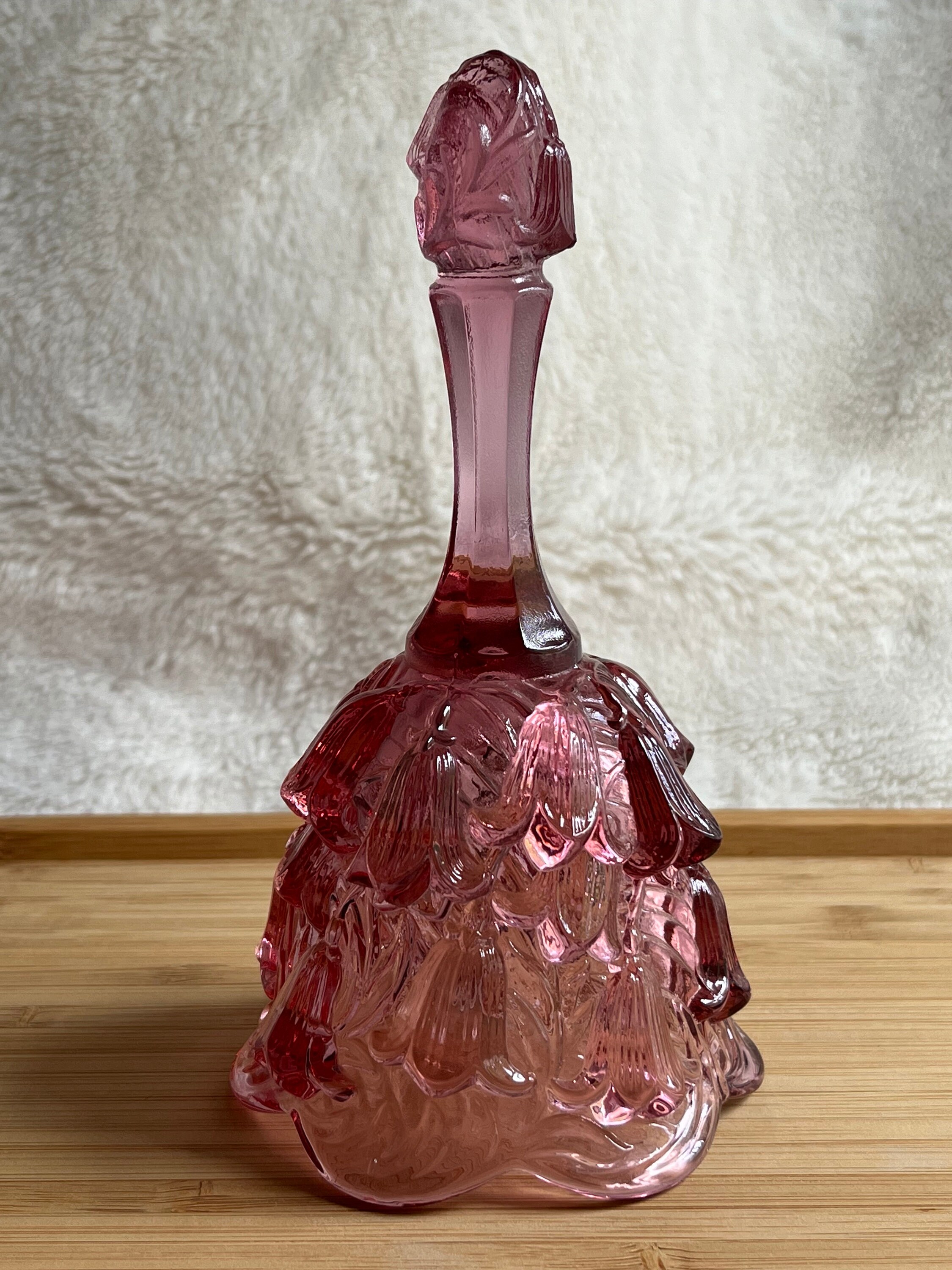 VTG 1991 Fenton Lily of the Valley Pink Carnival Iridescent Temple Bell ...