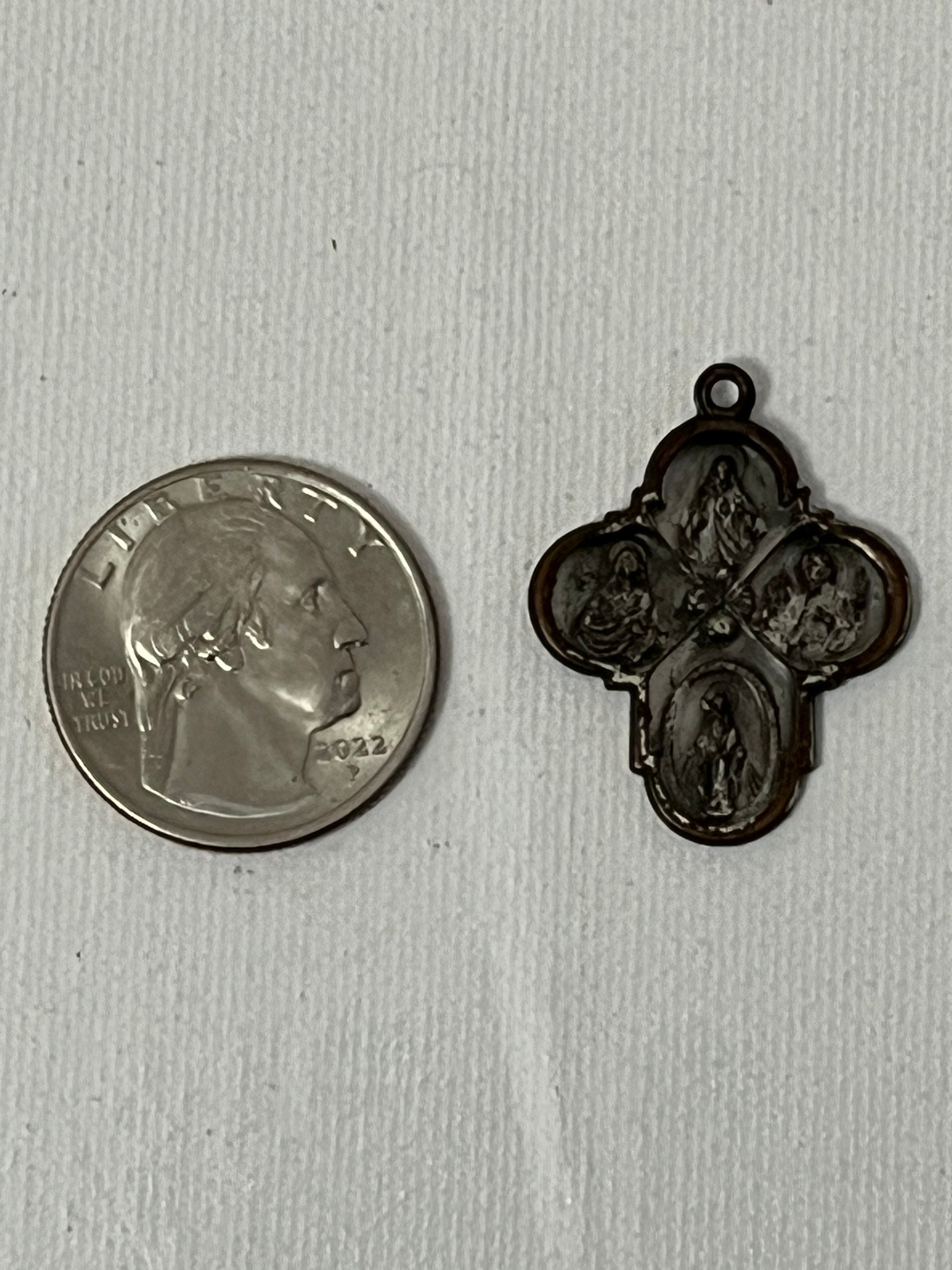 VTG Catholic 4 Way Cross Silver Tone Religious Medal - Etsy