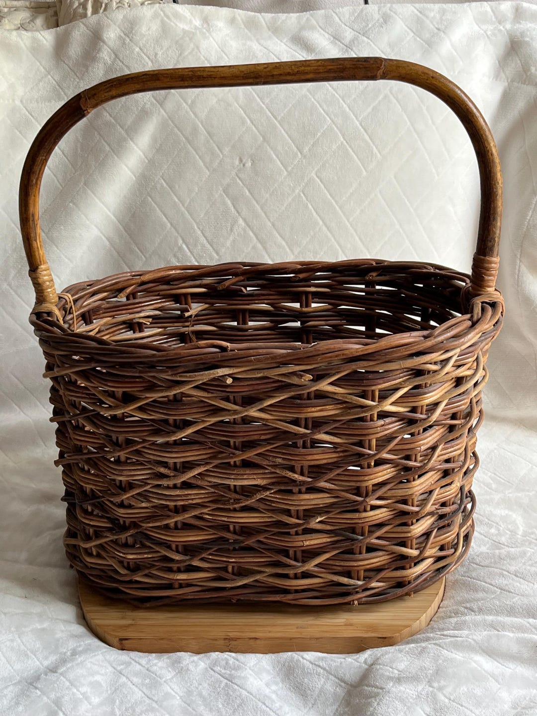 RARE LARGE Vtg 1940s Peterboro Basket Co. W/ Handle Peterborough, NH 19 ...