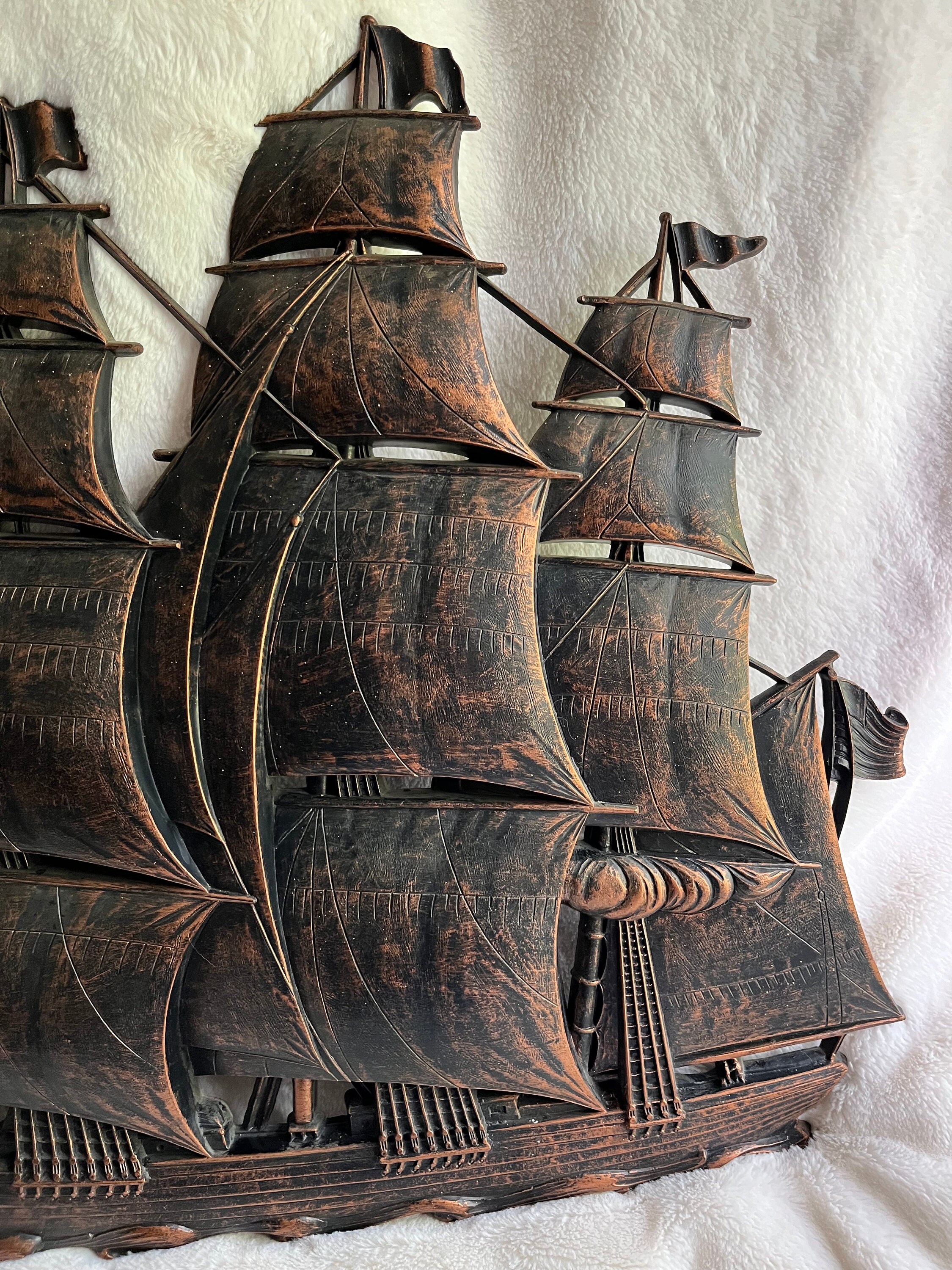 VTG MCM 1962 Dart Coppercraft Guild Sailing Schooner Ship Wall Hanging ...