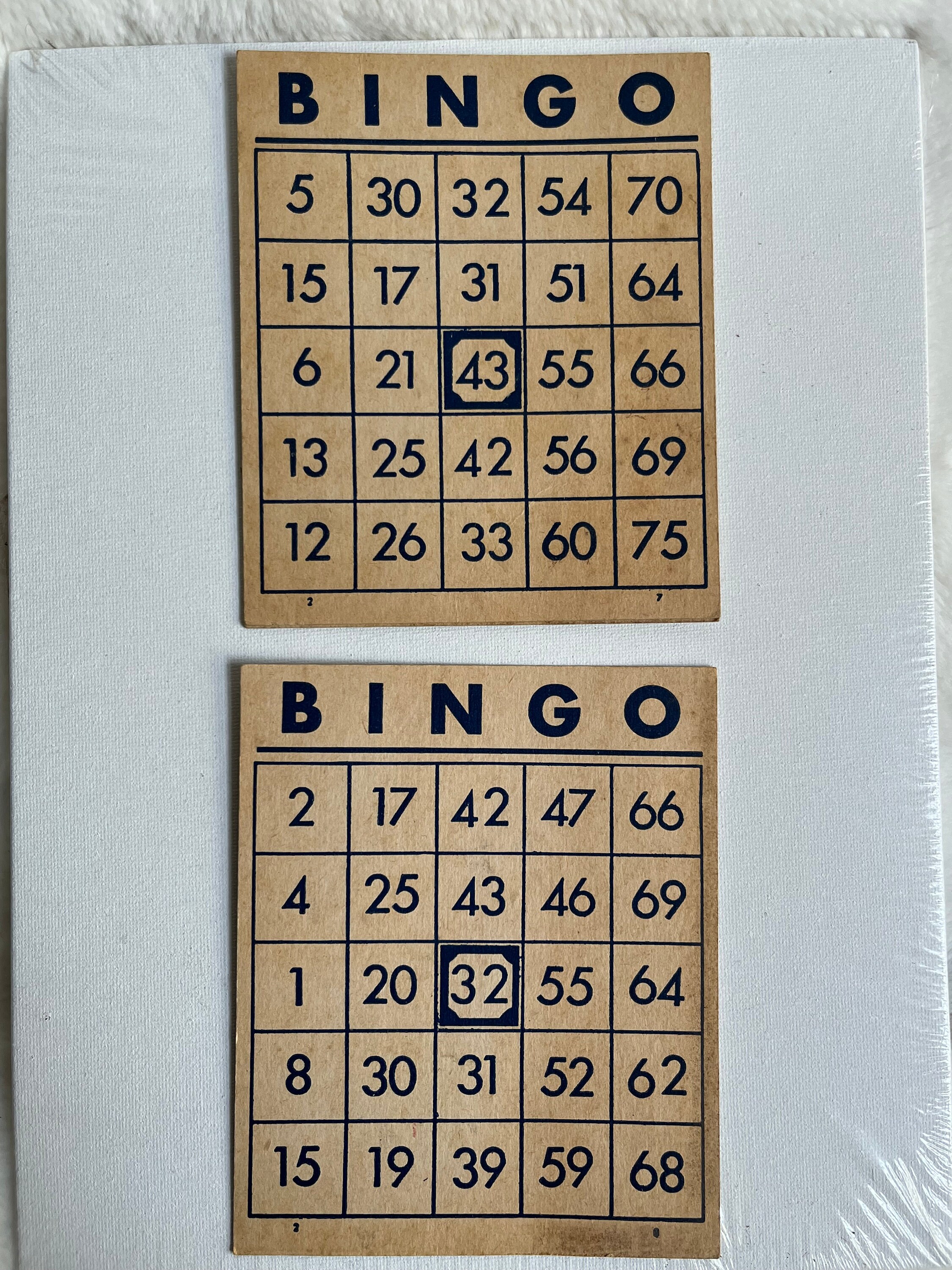 VTG MCM 24 Bingo Cards, 75 Wood Calling Numbers and 71 Red Solid ...