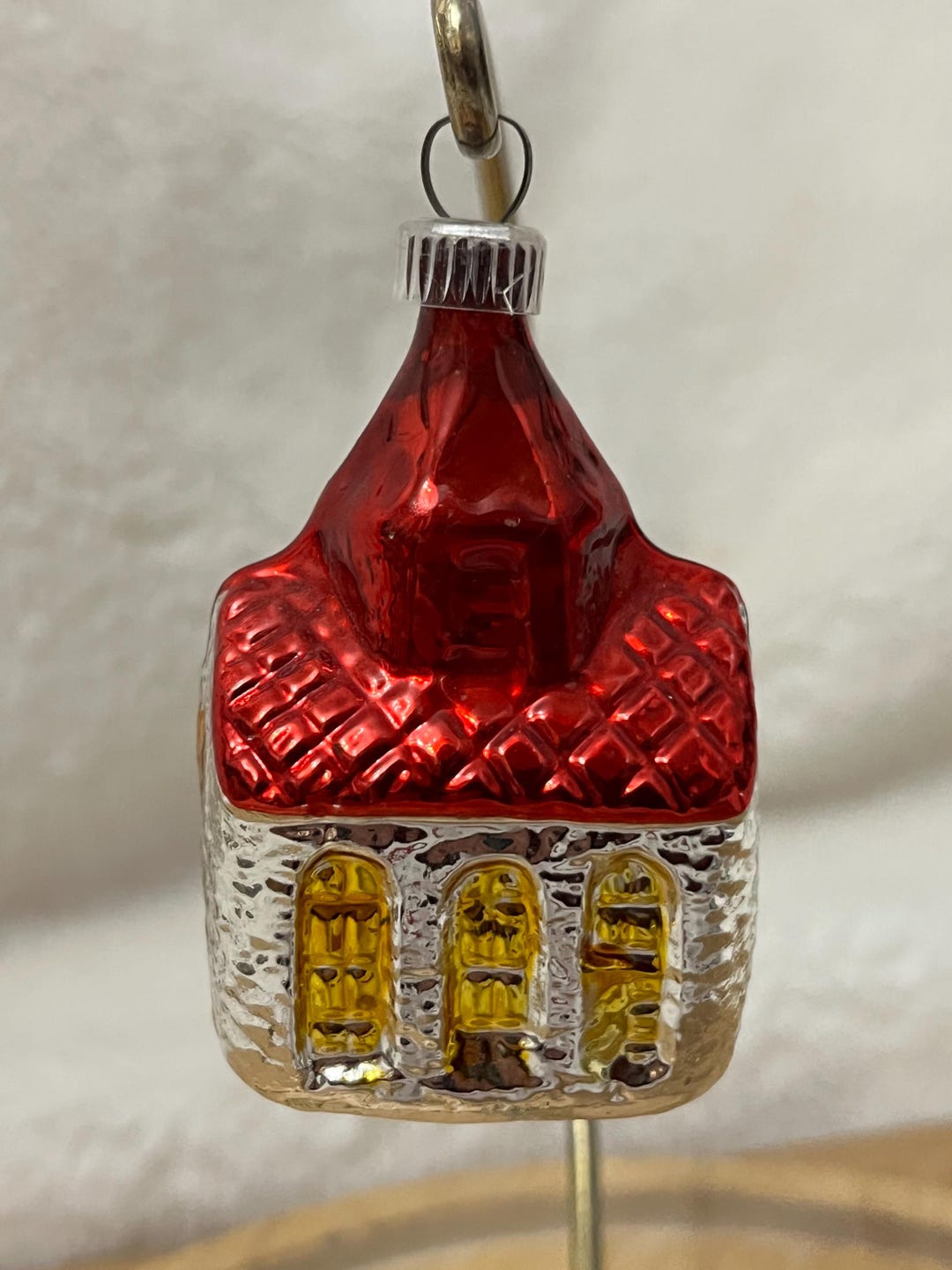 VTG 1950s WEST GERMANY Cottage Church Mercury Glass Christmas Ornament ...