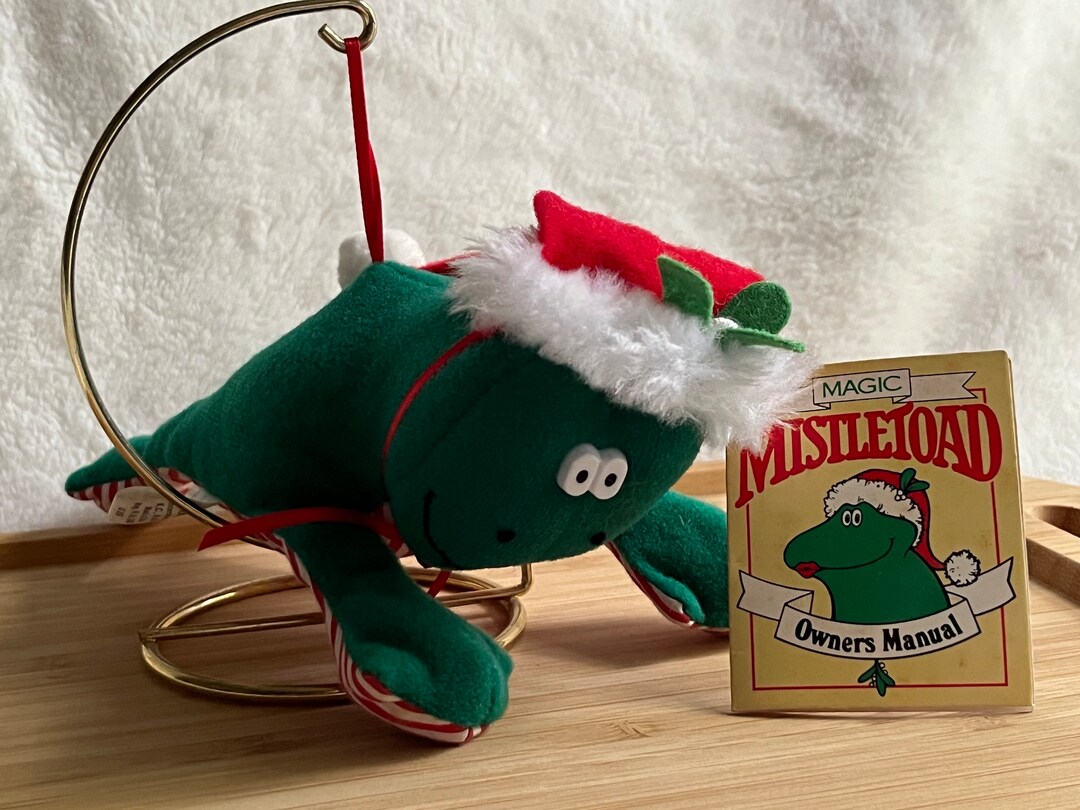 VTG 1985 Magic Mistletoad Hanging Christmas Mistletoe Kissing Frog ...