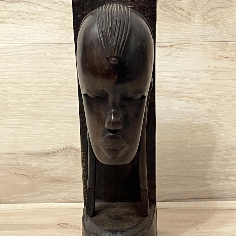 African Wood Head Statues - Etsy
