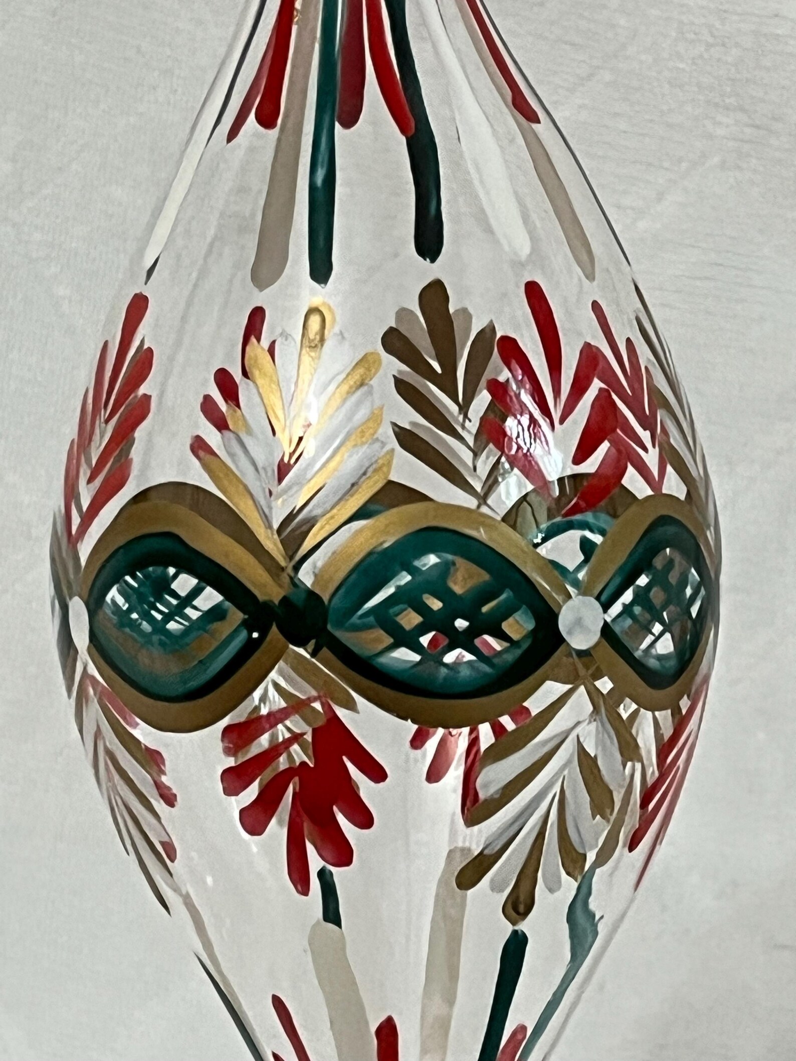 2 VTG MCM Large 9” Hand Painted Teardrop Glass Christmas Ornaments Xmas ...