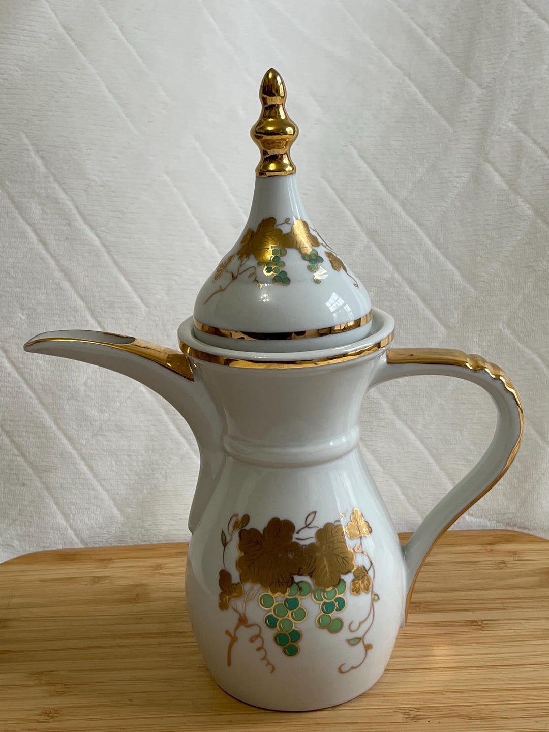 RARE VTG 1960s Ceramic Gold Trim Dallah Coffee Pot Teapot Hand Painted ...