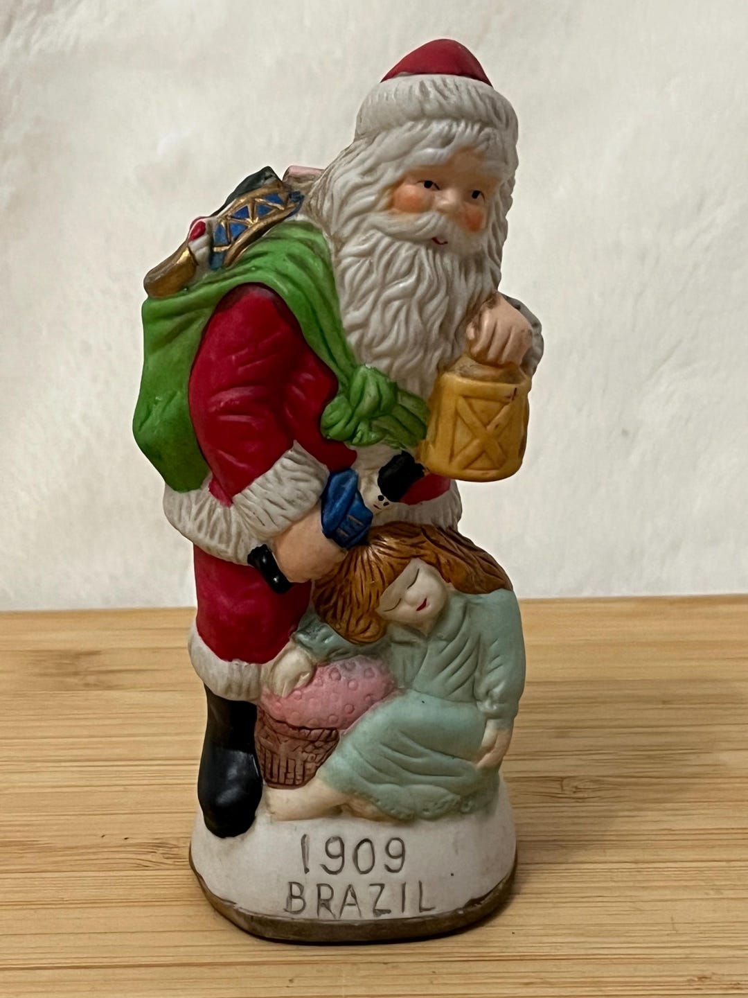 VTG Old World Santa Brazil 1909 Papai Noel Ceramic Figurine Christmas ...