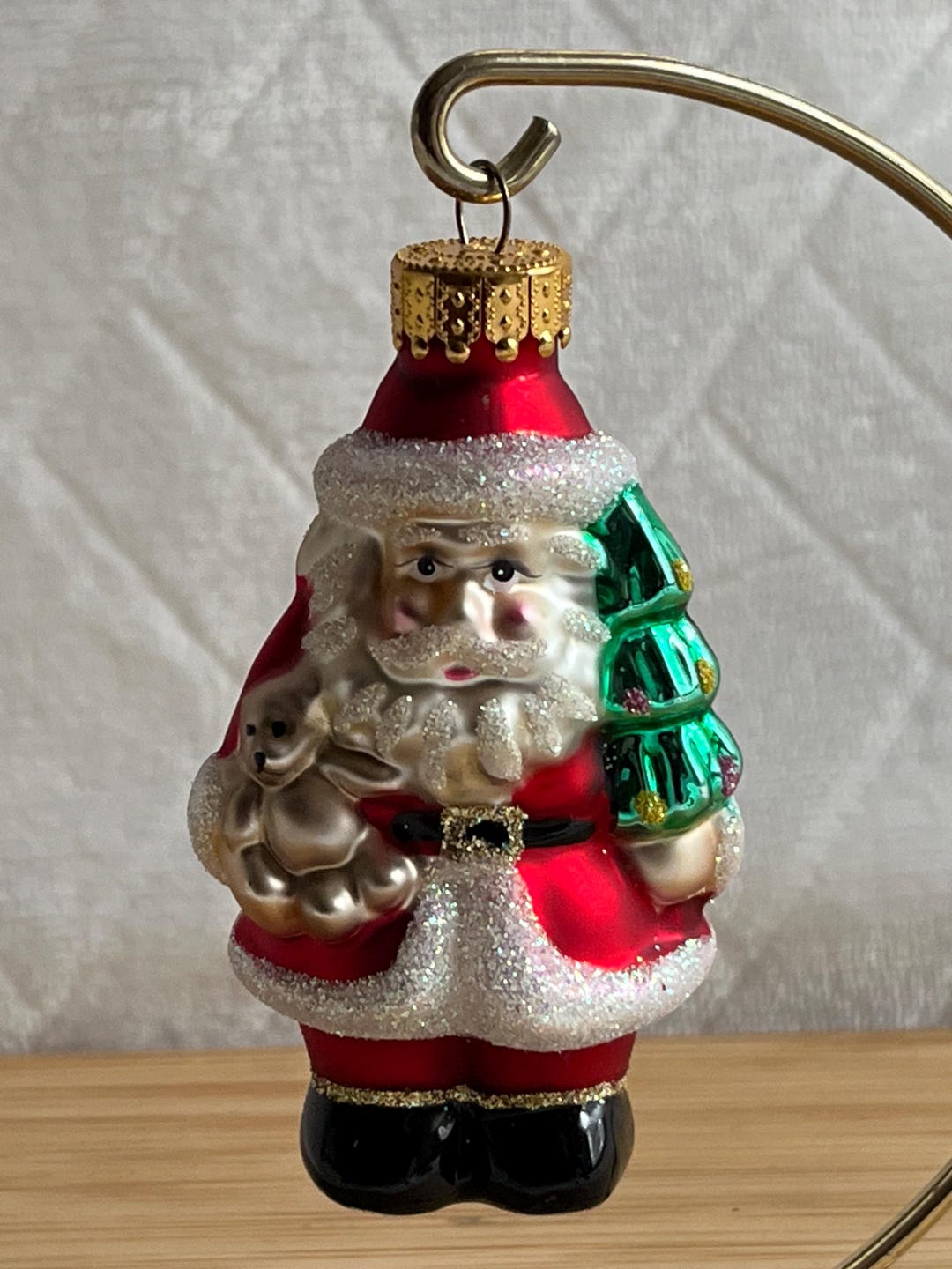VTG 2003 Target Santa Claus Holding Tree & Teddy Bear Glass Christmas ...