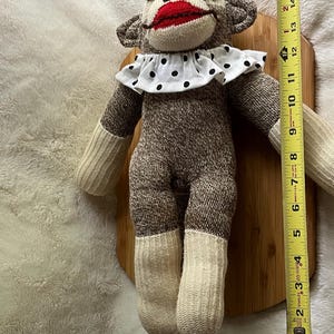 VTG Sock Monkey Big Lips Button Eyes Felt Lashes Nostrils Collar Plush ...