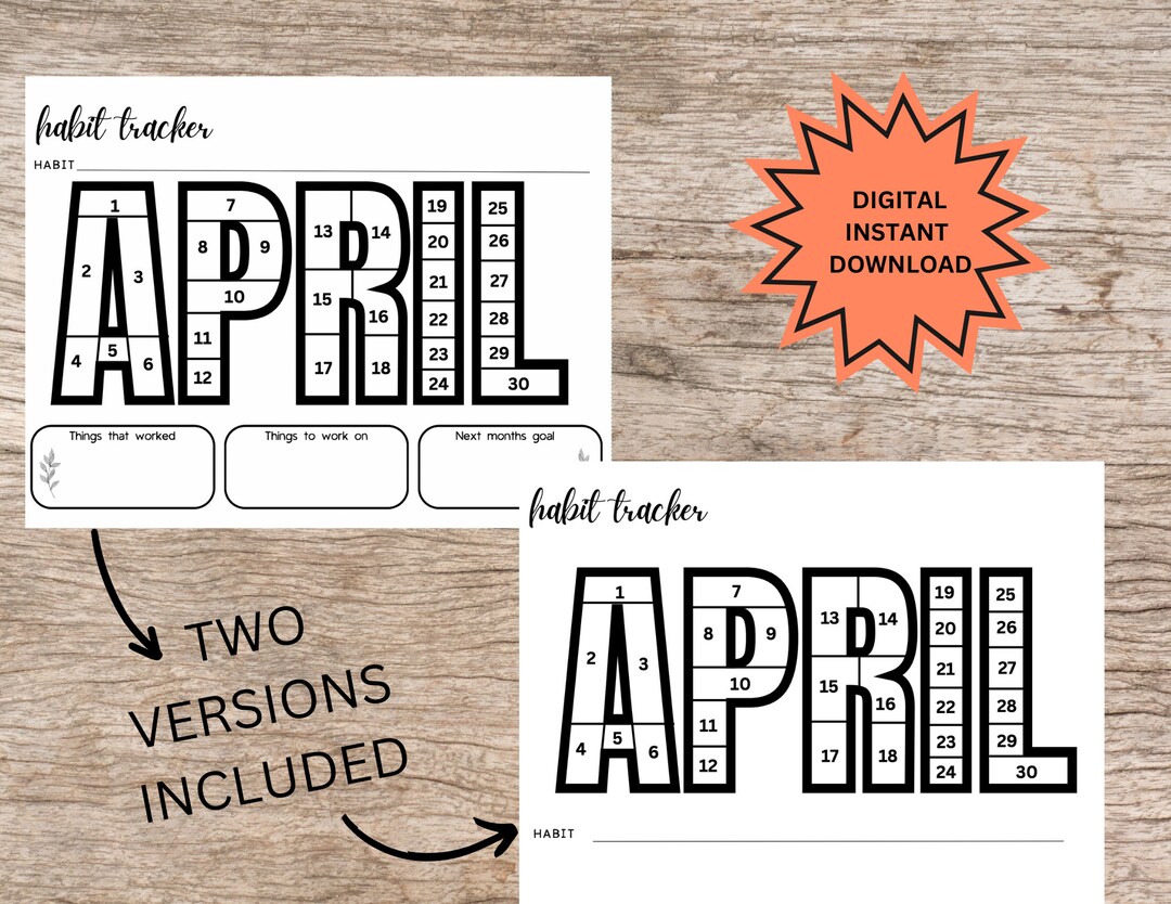 April Habit Tracker Coloring Sheet Printable, Month Habit Tracker ...