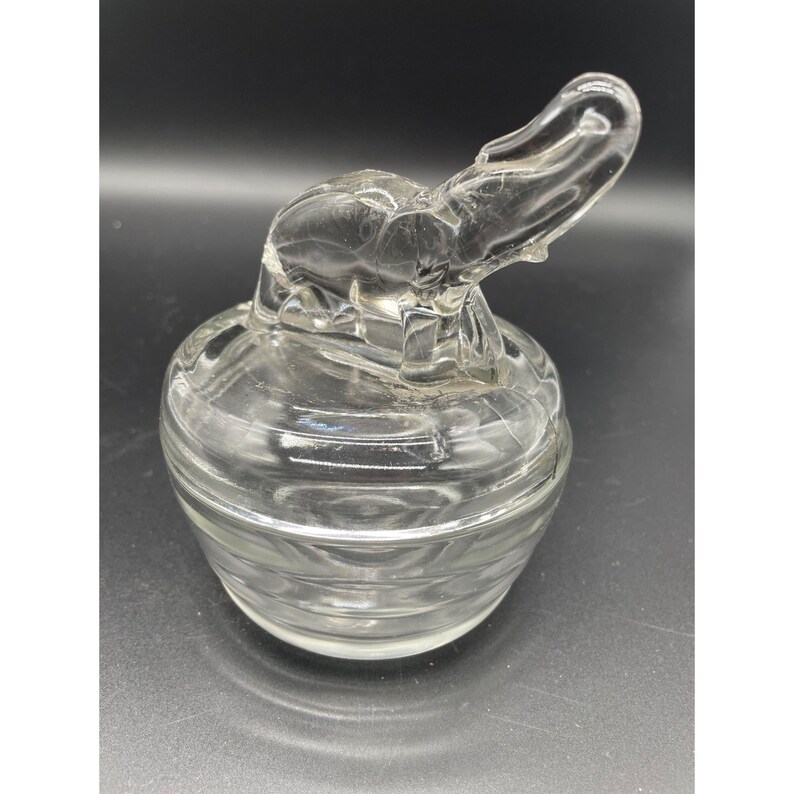 Vintage Jeanette Clear Glass Elephant Powder Dish/trinket Dish - Etsy