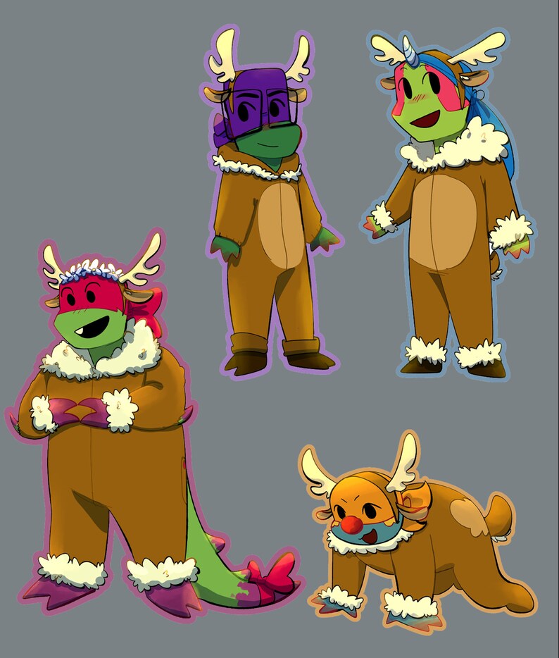 ROTTMNT Holiday Turtle Tot Stickers - Etsy