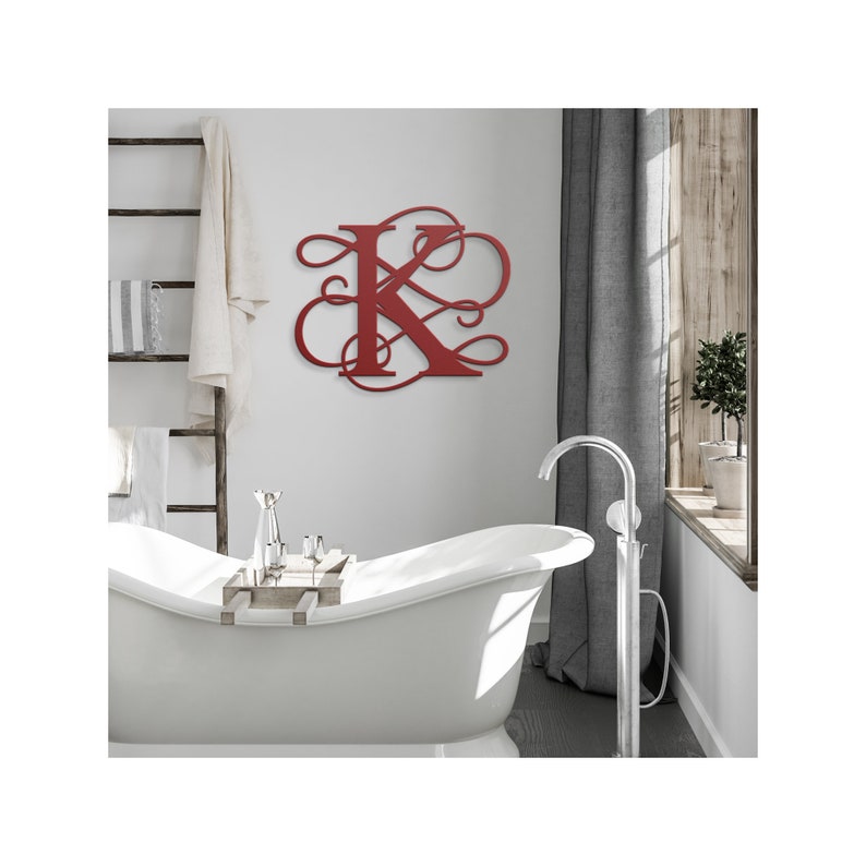 Metal Letter K Monogram, Swirl Font, Rustic Wall Decor - Etsy