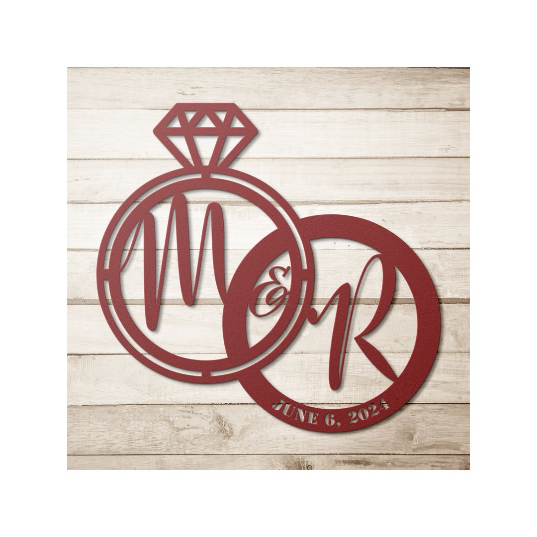 Custom Wedding Ring Metal Sign, Wedding Rings Metal Wall Art ...