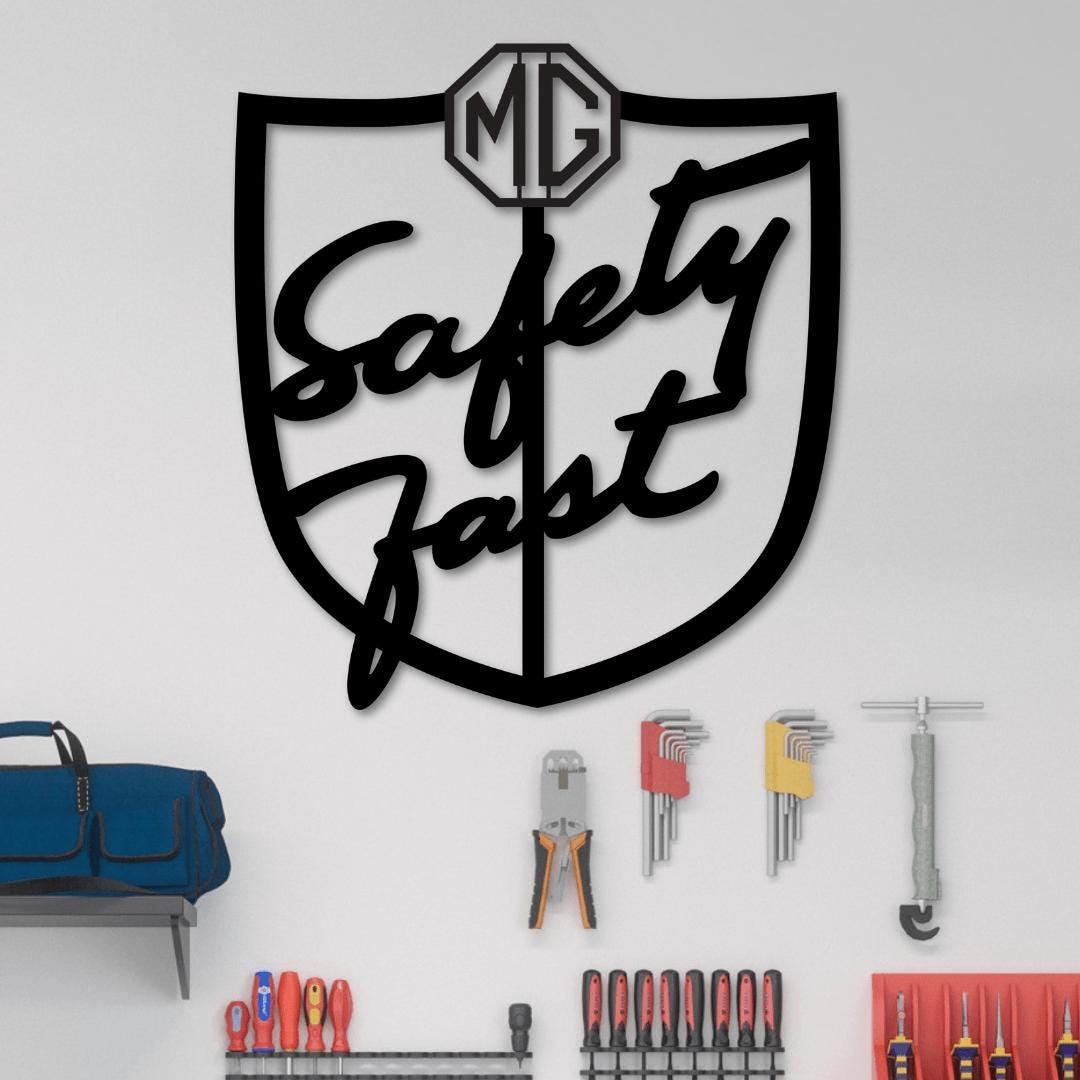 MG Safety Fast Metal Wall Art: British Car Slogan Decor - Etsy