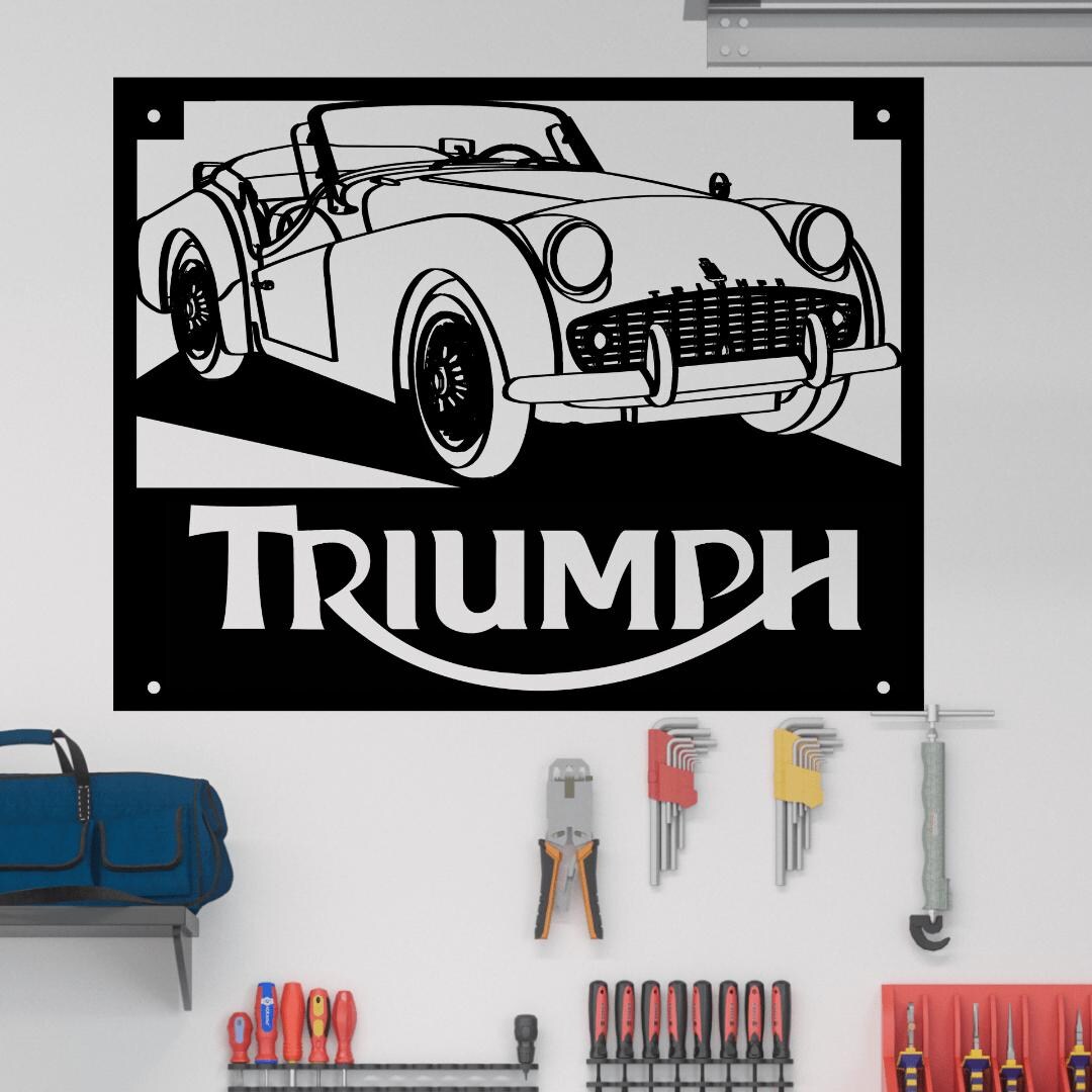 Vintage British Car Triumph TR3 Metal Wall Art - Etsy