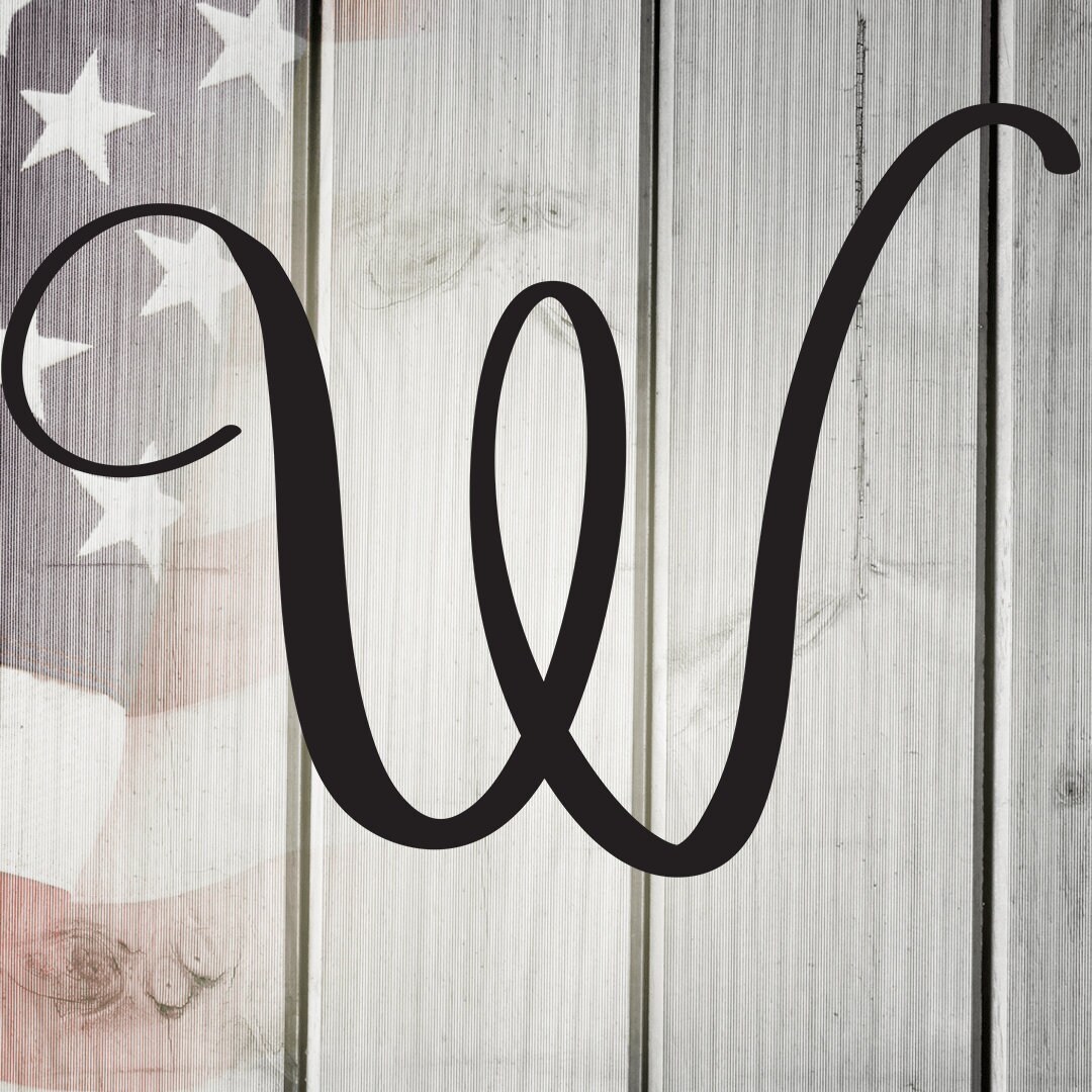 Letter W, Your Initial, Script Letters, Monogram, Metal Signs, Rustic ...